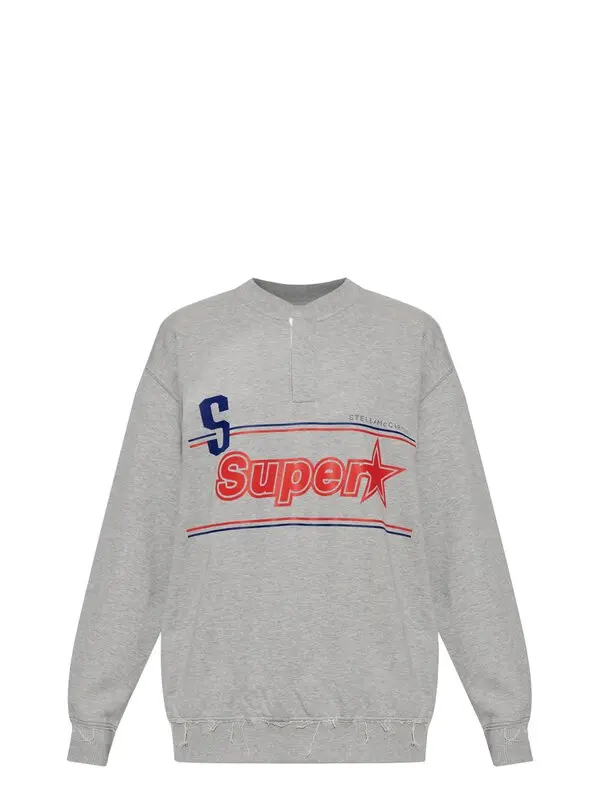 Stella McCartney Super" Print Oversized Sweatshirt - Grey