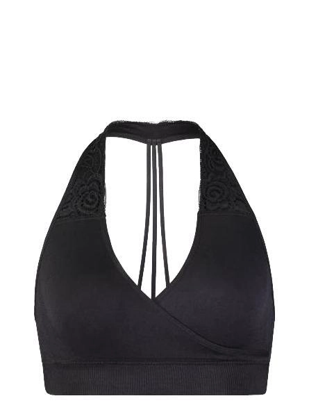 BRABAR Hug Lace Halter Strappy B-tween Sports Bralette - Black