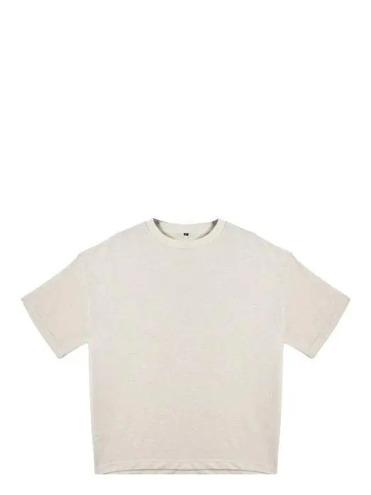 SOLOMON & SAGE Cotton Relaxed Crewneck Drop Shoulder T-shirt - Sand