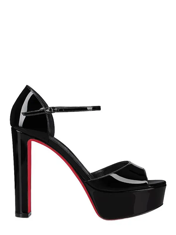 CHRISTIAN LOUBOUTIN Sandaloo Patent Calf Leather Platform Sandals - Black
