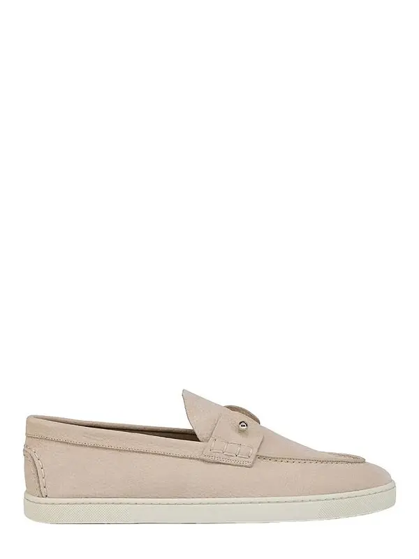 CHRISTIAN LOUBOUTIN Chambeliboat Grained Nubuck Leather Loafers - Beige