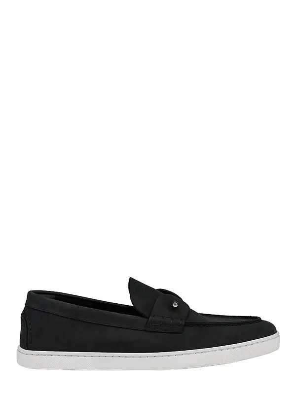 CHRISTIAN LOUBOUTIN Chambeliboat Grained Nubuck Leather Loafers - Black