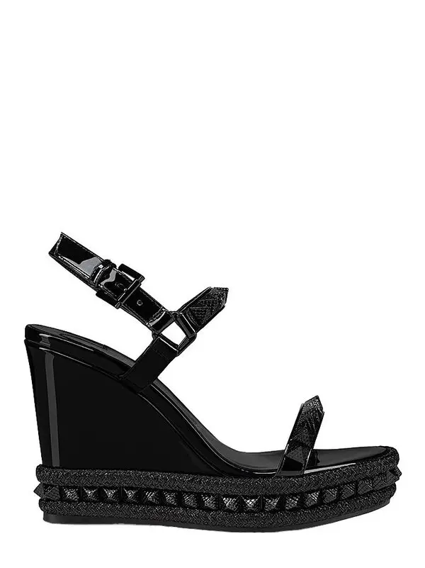 CHRISTIAN LOUBOUTIN Pyra Clou Wedge Espadrille Sandals - Black