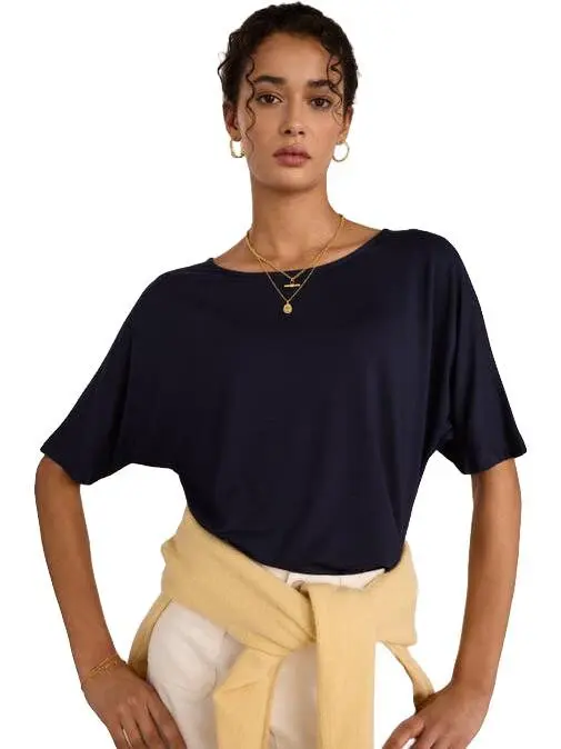 Baukjen Carrie Relaxed Boat Neck Tee - Classic Navy