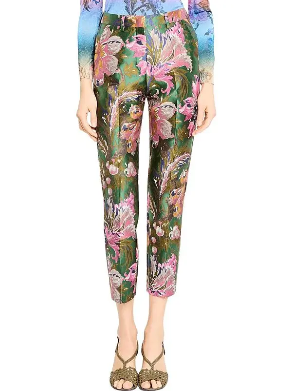 Etro Floral Cropped Tailored Trousers - Multicolor/green