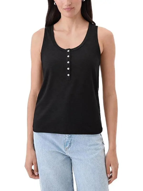 Goldie LeWinter Signature Slub Henley Tank - Black