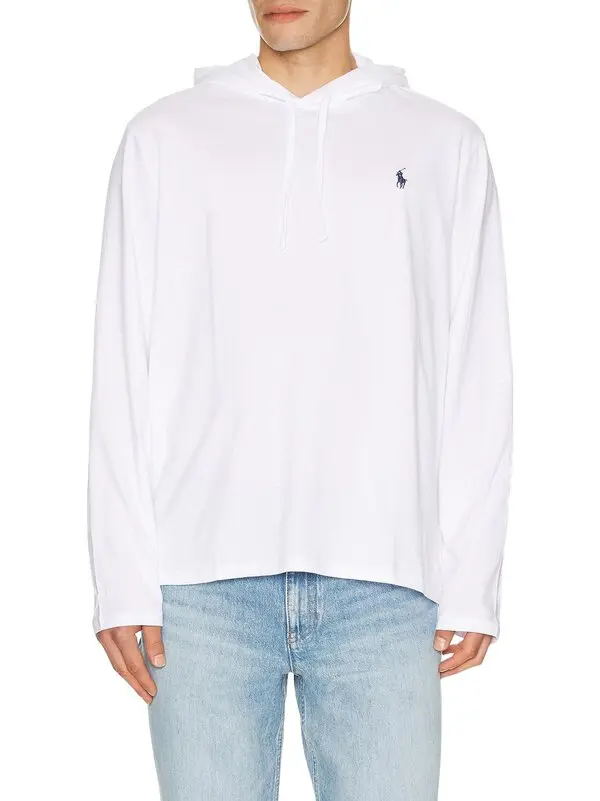 Polo Ralph Lauren Long Sleeve Jersey Knit Hooded T-shirt - White