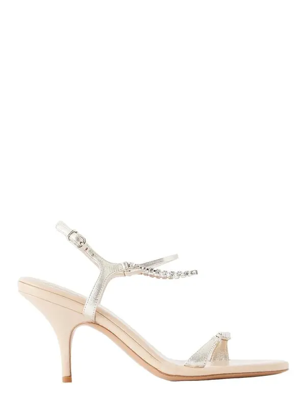 Chloé Embellished Metallic Leather High Heel Sandals - Neutrals