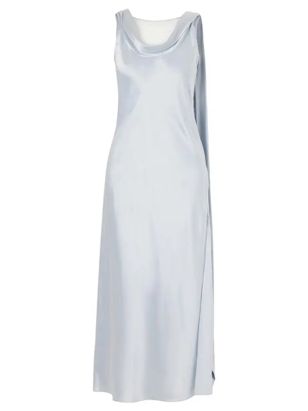 Acne Studios Draped Silk-satin Midi Dress With Scarf Detail - Blue