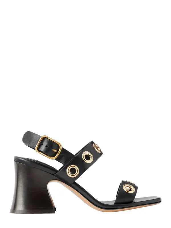 Chloé Embellished Leather Sandals With Block Heel - Black