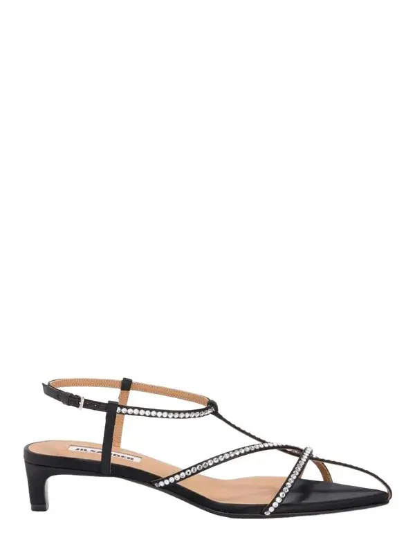 JIL SANDER Low-heeled Cage Sandals With Buckle Ankle Straps - Black