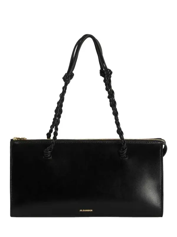 JIL SANDER Leather Shoulder Bag With Knotted Handles - Black