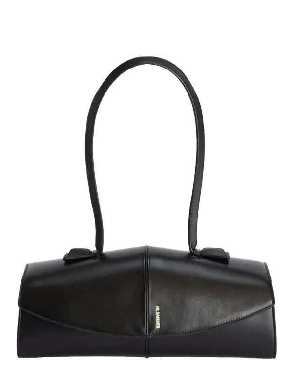 JIL SANDER Linea Leather Shoulder Bag - Black
