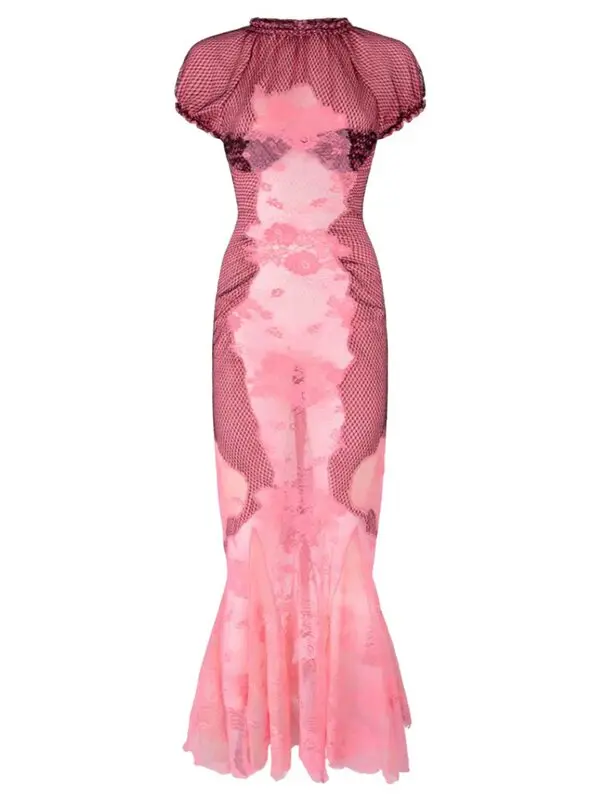 Attico Lace And Mesh Midi Dress - Multicolor