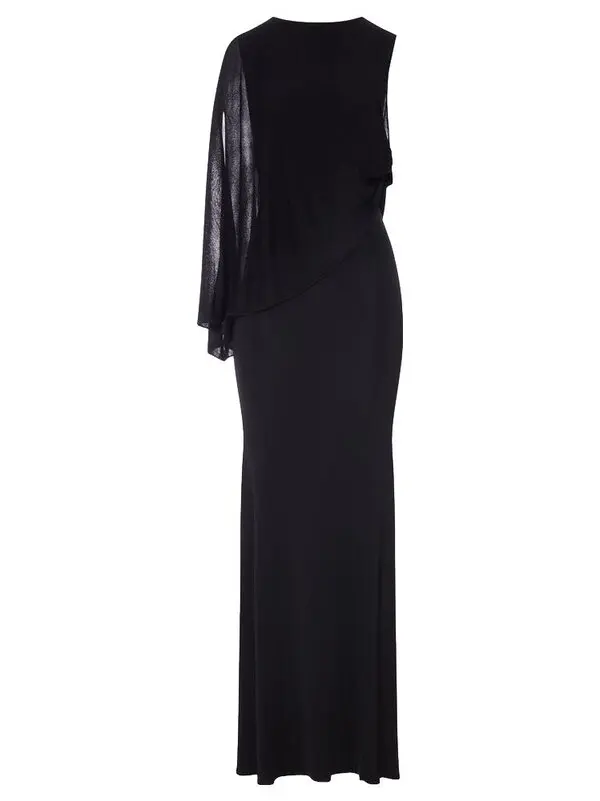 SELF-PORTRAIT Long One-shoulder Knit Dress - Black