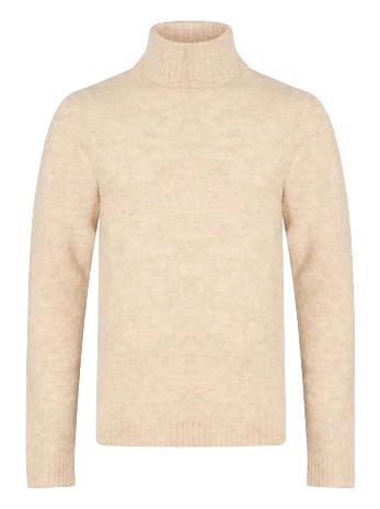 IRISH CRONE Alpaca Wool Blend Turtleneck Sweater - Beige