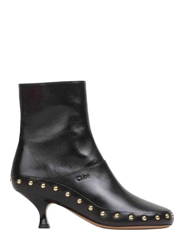 Chloé Leather Ankle Boots With Stud Embellishments - Black