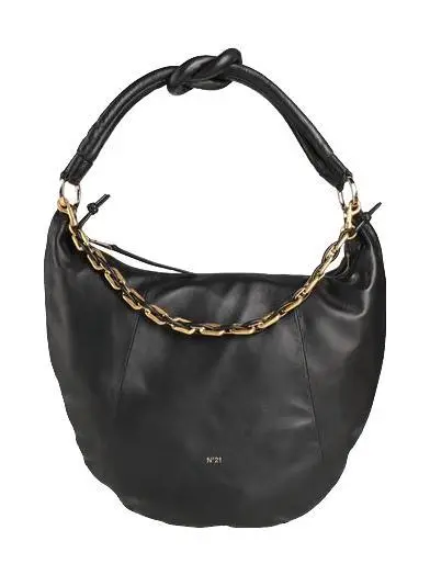 N°21 Leather Maxi Hobo Bag With Gold Tone Chain - Black