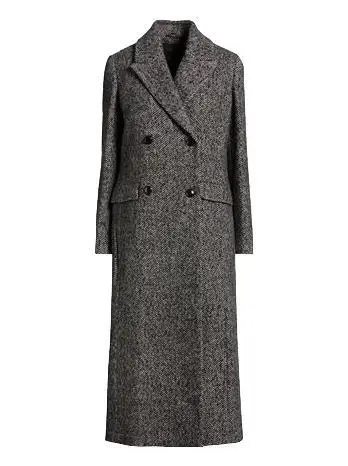 PALTO' Double-breasted Wool And Polyester Coat - Black