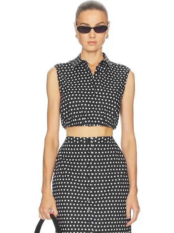 FRAME Polka Dot Cropped Shirt - Black Multi