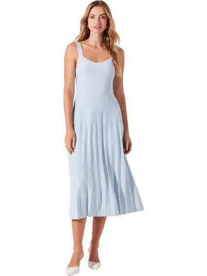 Astr The Label Aylin Pleated Midi Sweater Dress - Blue