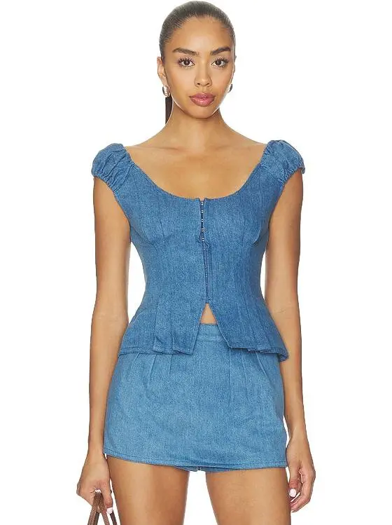 LOVERS AND FRIENDS Mabel Denim Top - Blue