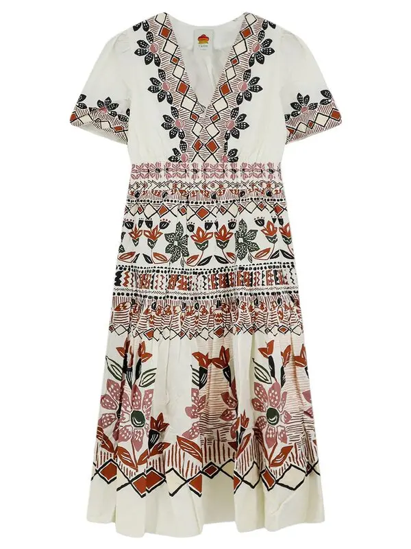 Farm Rio Ainika Organic Cotton Dress - Beige