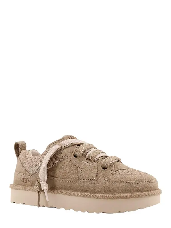UGG Lowmel Suede Lace-up Round Toe Sneakers - Beige