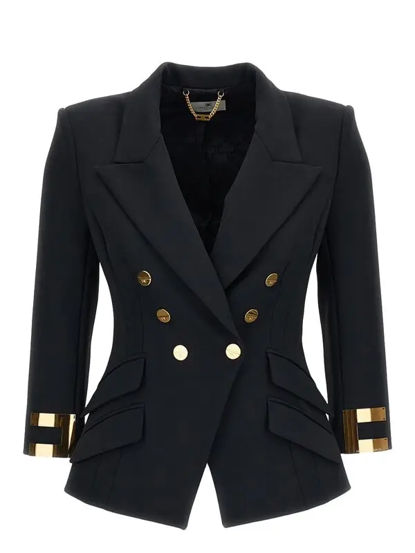 Elisabetta Franchi Double-breasted Stretch Double-crepe Jacket - Nero