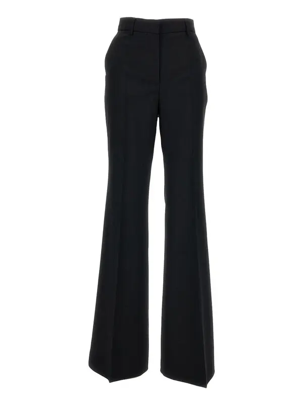 Sportmax Tailored Wool Fresco Wide Leg Trousers - Black