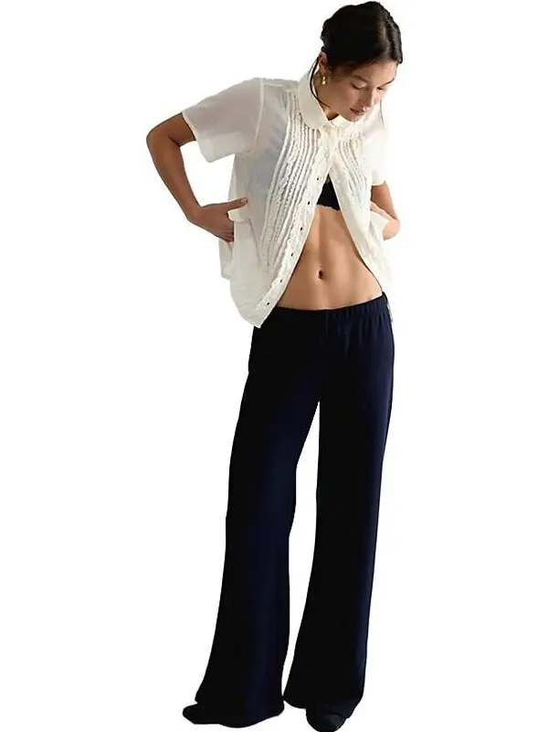 Citizens Of Humanity Nora Knit Pull-on Wide Leg Pants - Navy