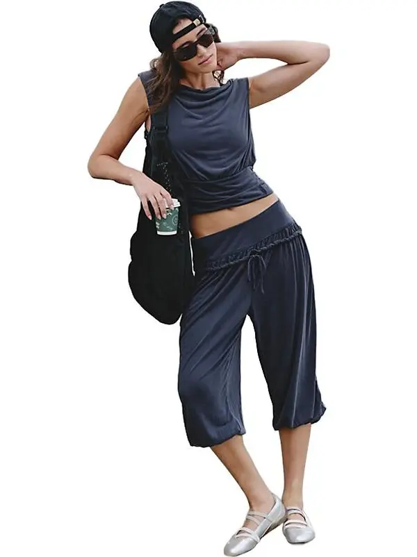 Free People Downtown Sandwashed Set - Black