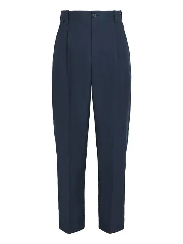 Jacquemus Linen-blend Pleated Trousers - Navy