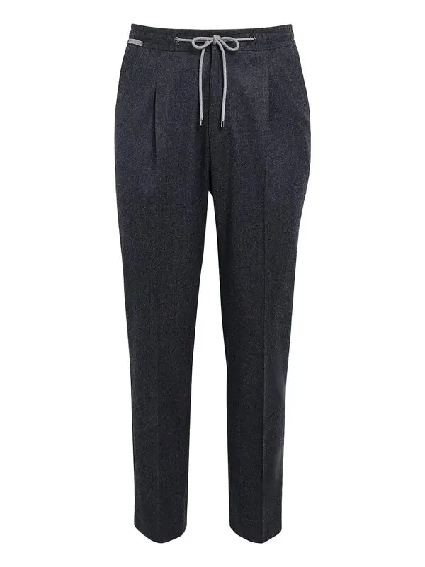 Corneliani Virgin Wool Drawstring Trousers - Grey