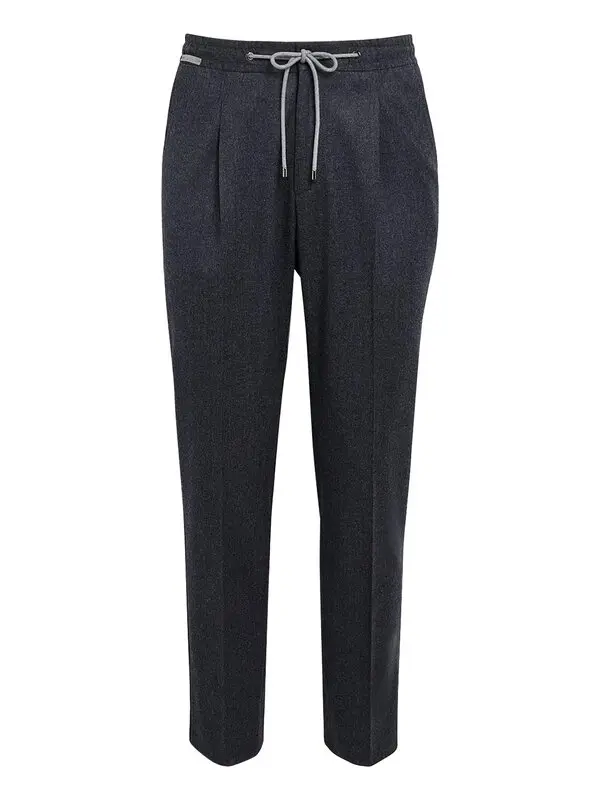 Corneliani Virgin Wool Drawstring Trousers - Grey