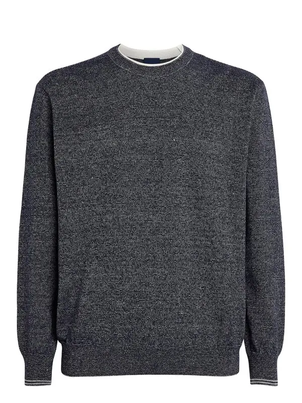 Paul & Shark Wool-linen Melange Crew Neck Sweater - Blue