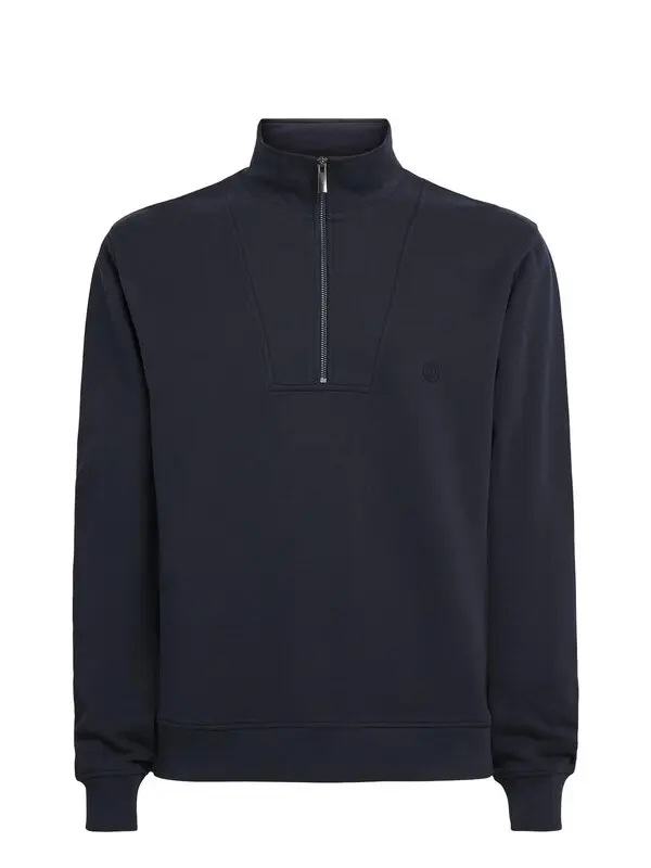 Harrods Cotton Jersey Quarter-zip Sweatshirt - Navy