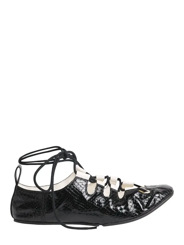 Alaïa Snakeskin Lace-up Ballet Flats - Clear