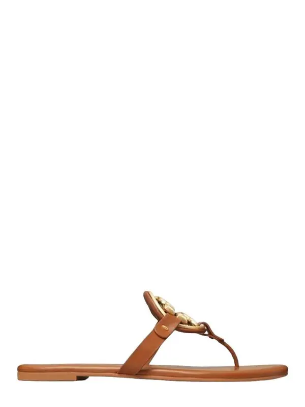 Tory Burch Miller Logo Plaque Thong Sandals - Brown