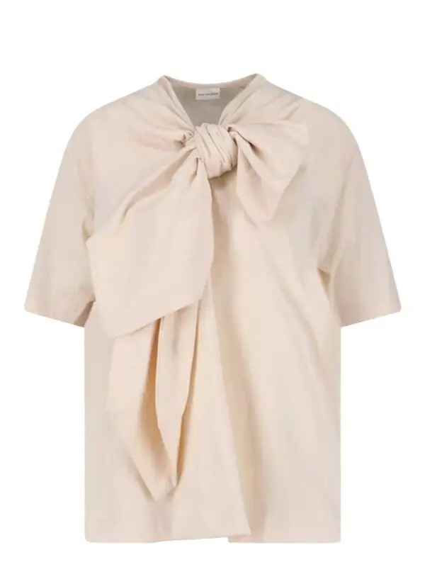 Dries Van Noten Hebitta Bow Detail T-shirt - Beige