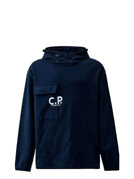C.P. COMPANY Long-sleeved Sweater With Adjustable Hood - Black