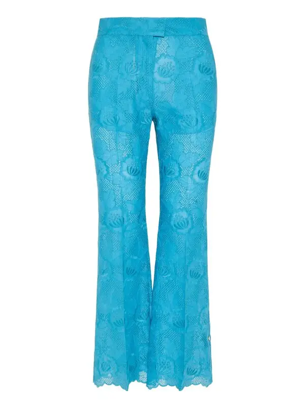 Valentino Garavani Floral Embroidered Flared Pants - Blue