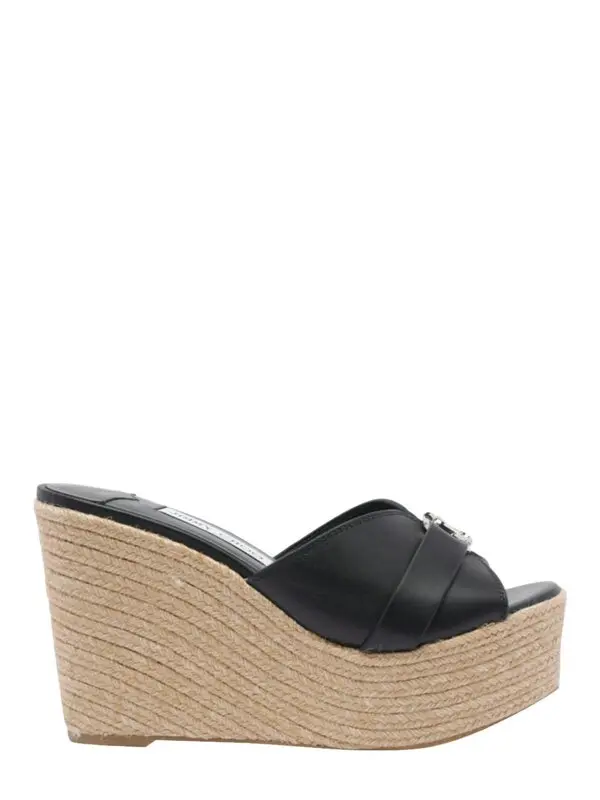 JIMMY CHOO Leda Wedge Sandals - Blacksilver