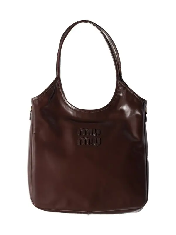 Miu Miu Leather Tote Bag - Dark Brown
