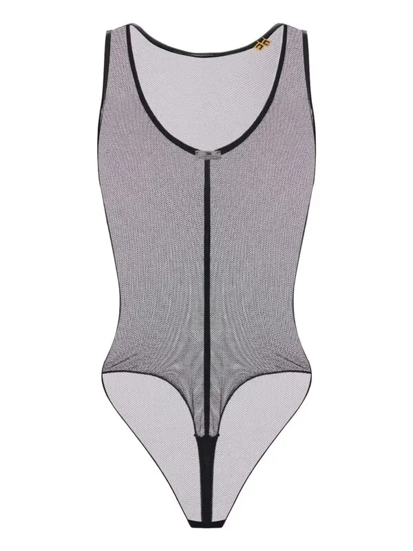 Elisabetta Franchi Sleeveless Bodysuit With Gold-tone Logo Detail - Black