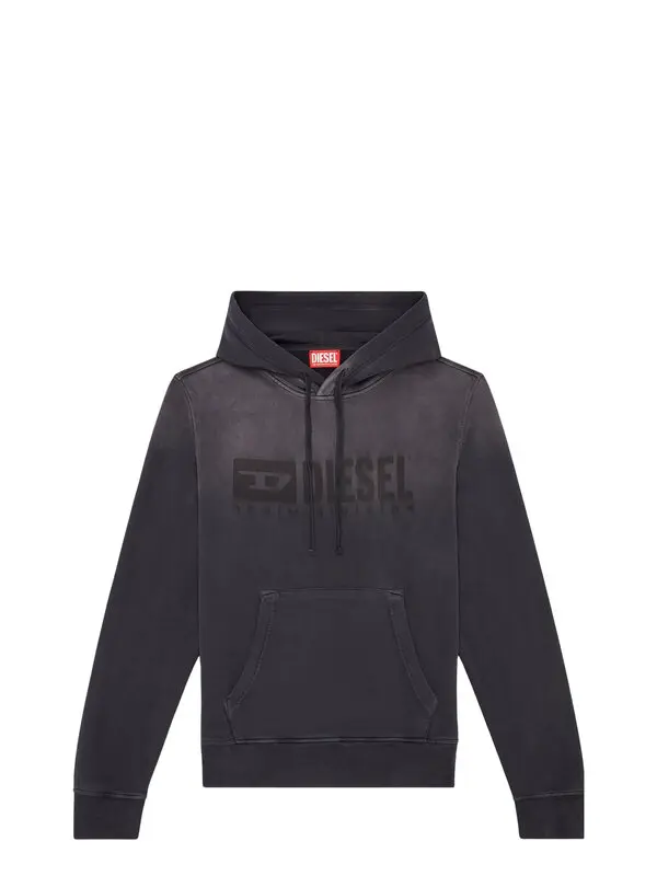 DIESEL® Denim Division Logo Printed Faded Hoodie - Black