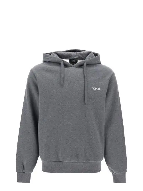 A.p.c. Logo Detailed Drawstring Hoodie - Gray