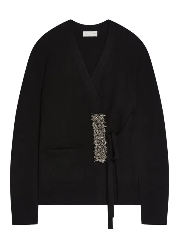 Dries Van Noten Embellished Wrap Cardigan - Black