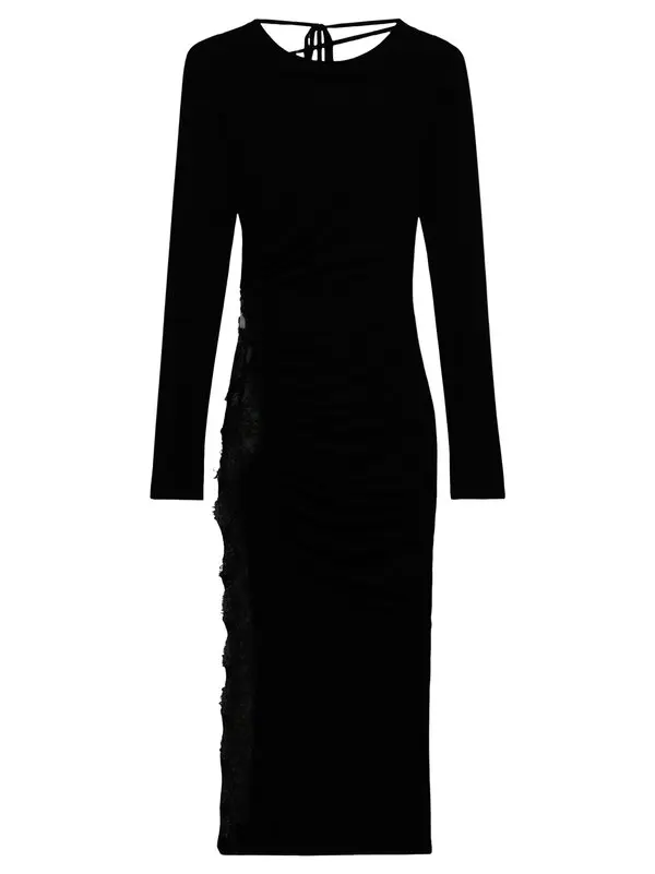 Blumarine Long Sleeve Lace Trimmed Dress - Black