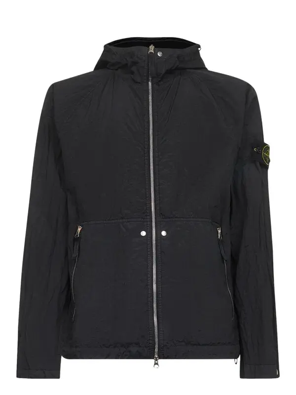 Stone Island Zip-up Hooded Jacket - Black